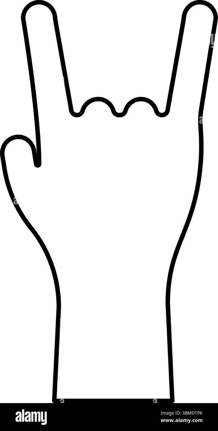 Symbol heavy metal rock male hand gesture sign contour outline line ...