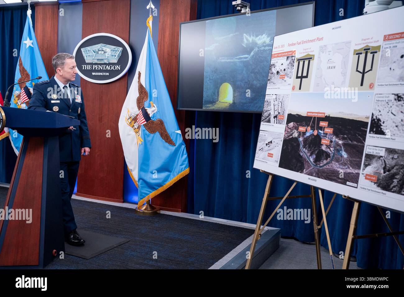 Joint Chiefs Chairman Gen. Dan Caine watches a test video of the ...