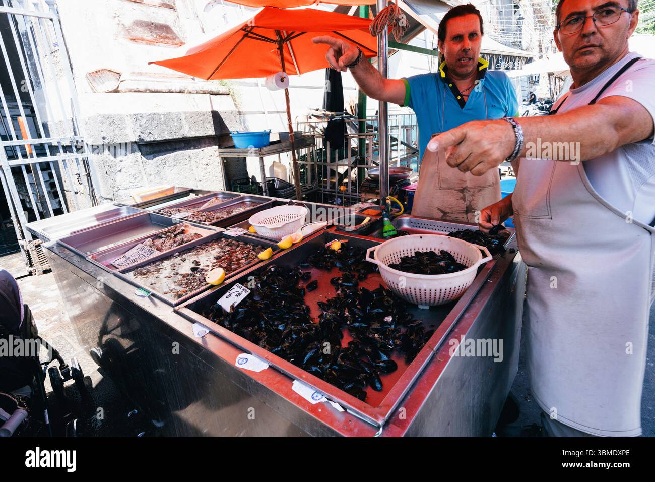 The fish market in Catania, Sicily, takes place every day except Sunday ...
