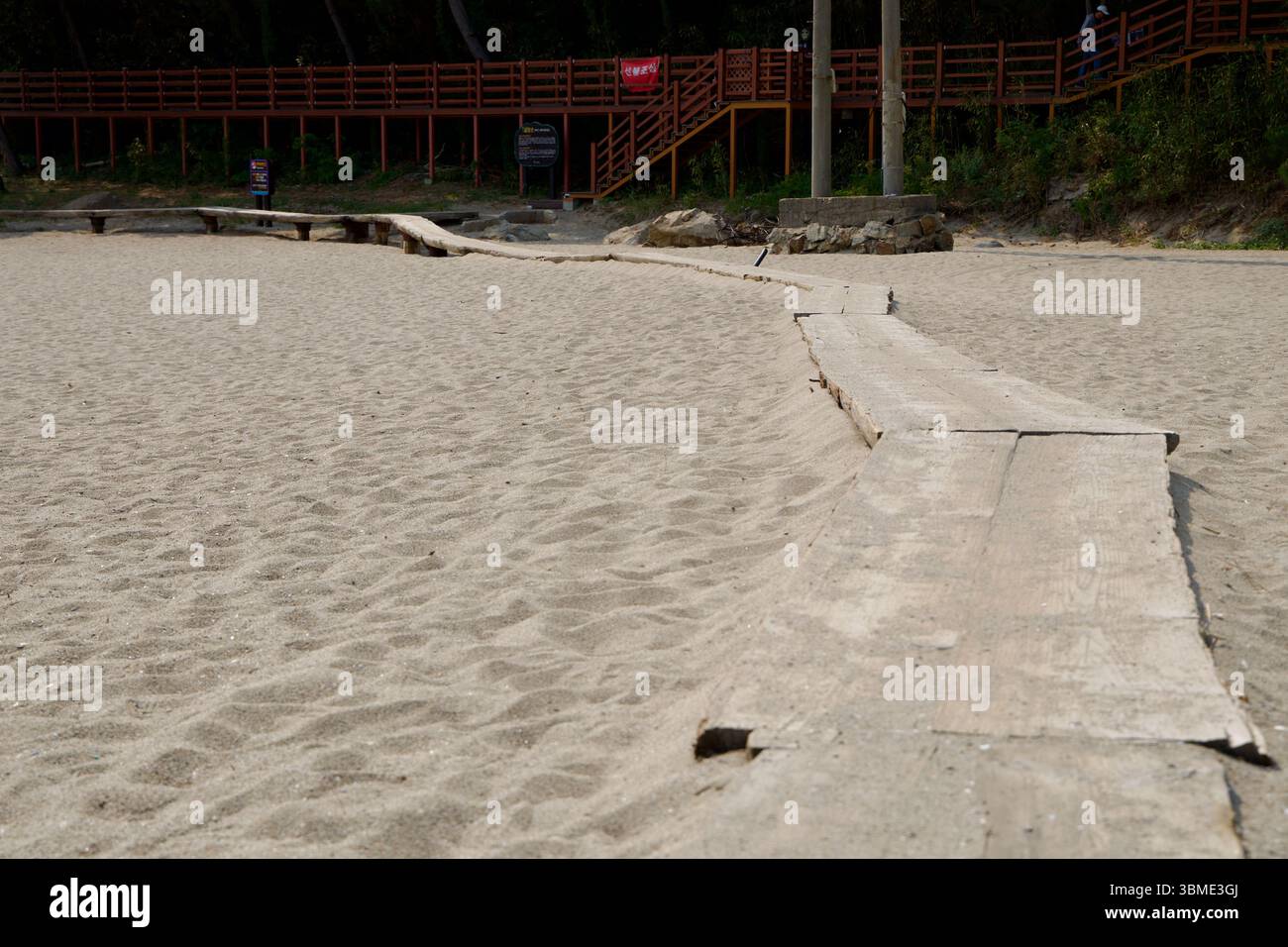 Samcheok City, South Korea - May 31st 2025: A well-worn set of wooden ...
