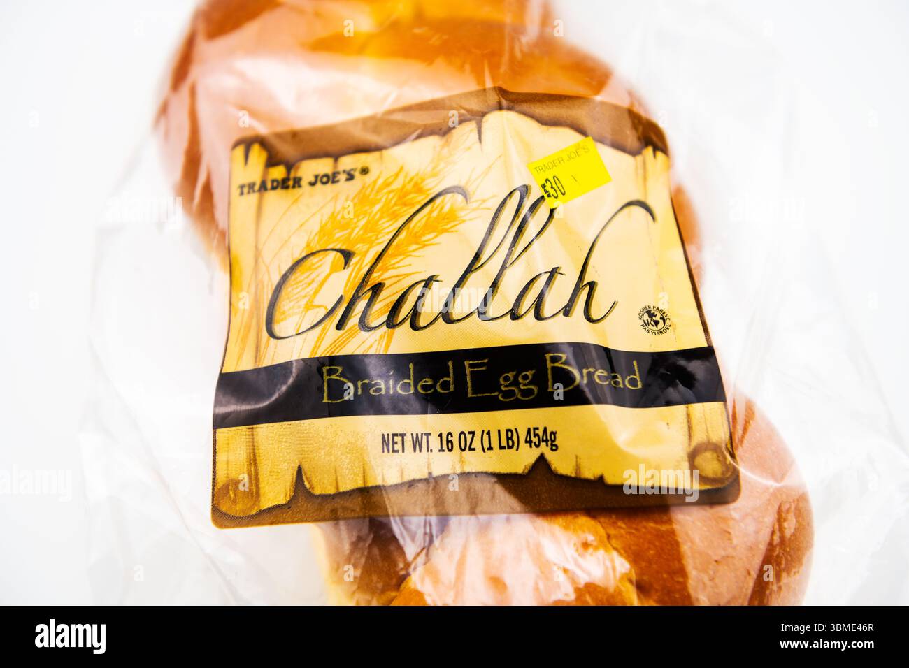 Naples, USA - April 25, 2022: Challah bread, whole large egg braided ...