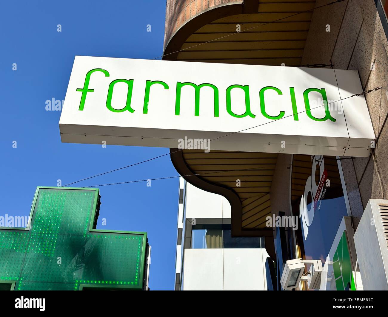 Alicante, Spain - June 24, 2025: Farmacia sign prominently displayed in ...
