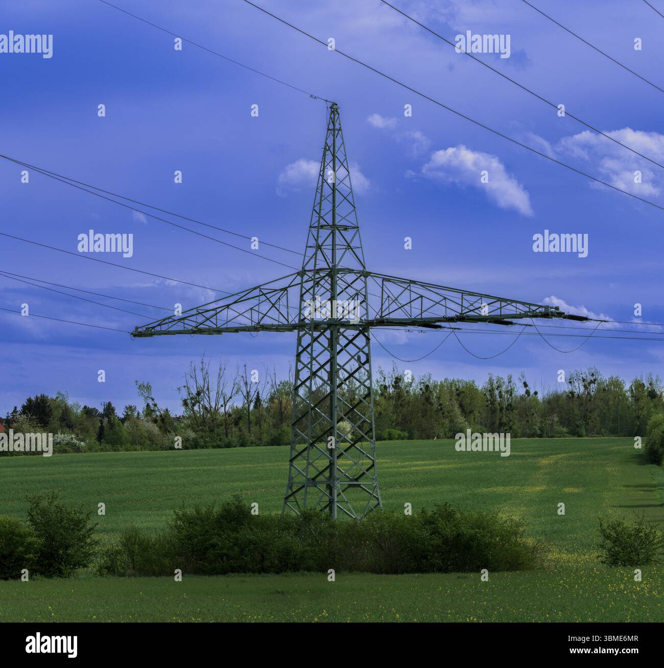 Electricity pylon with high-voltage lines near the Avacon substation ...