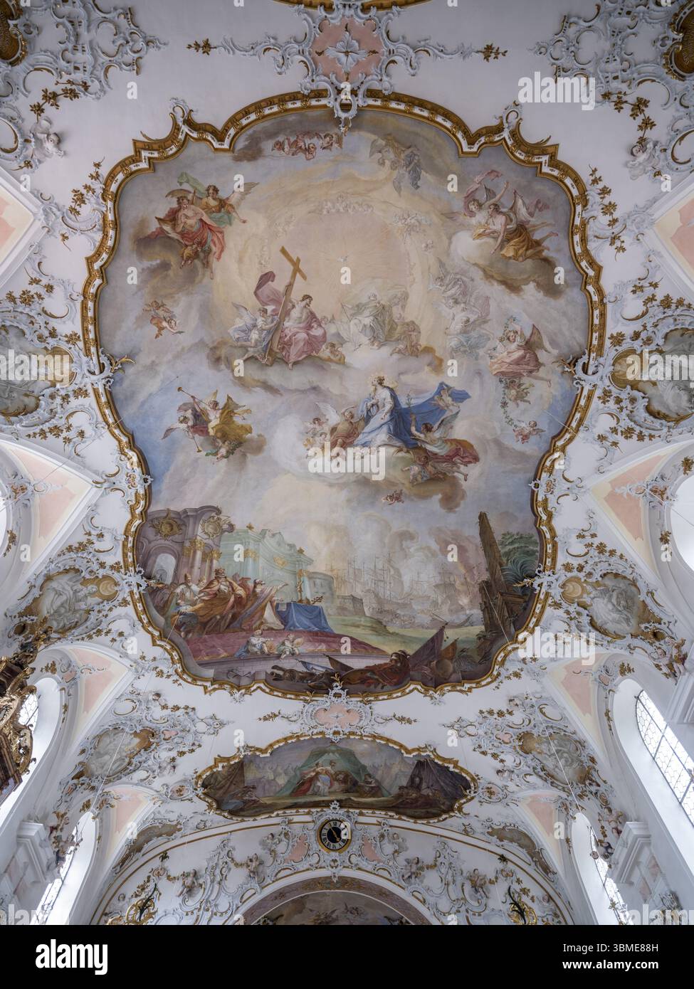Rococo church of St. Ulrich, interior with ceiling fresco by Johann ...