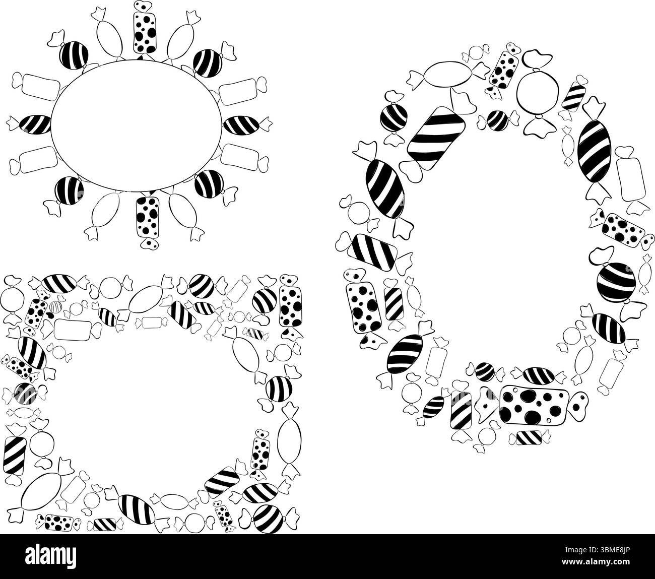 Cute hand drawn christmas frame Black and White Stock Photos & Images ...