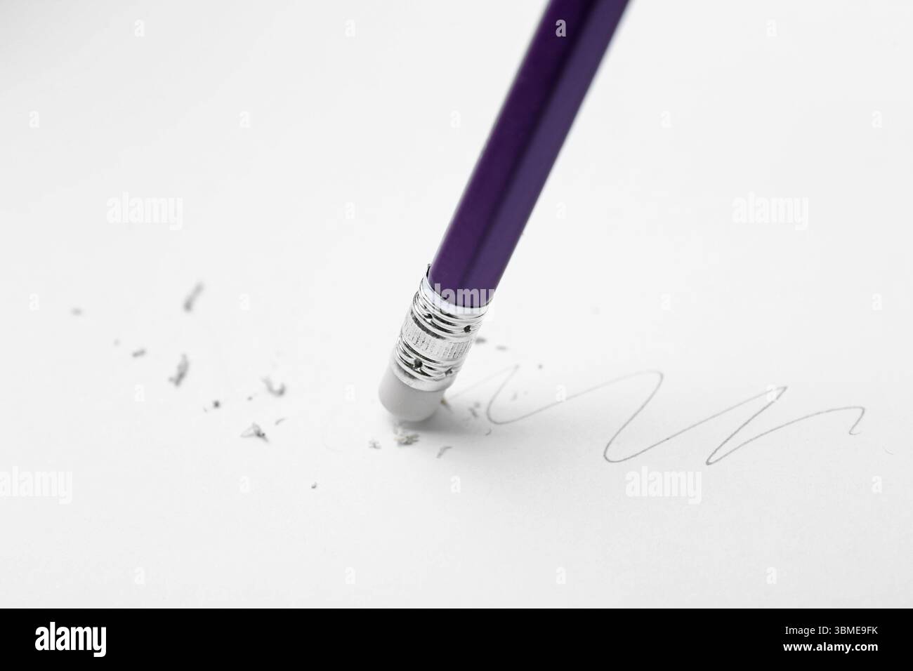 Using pencil with eraser on white background, closeup Stock Photo - Alamy
