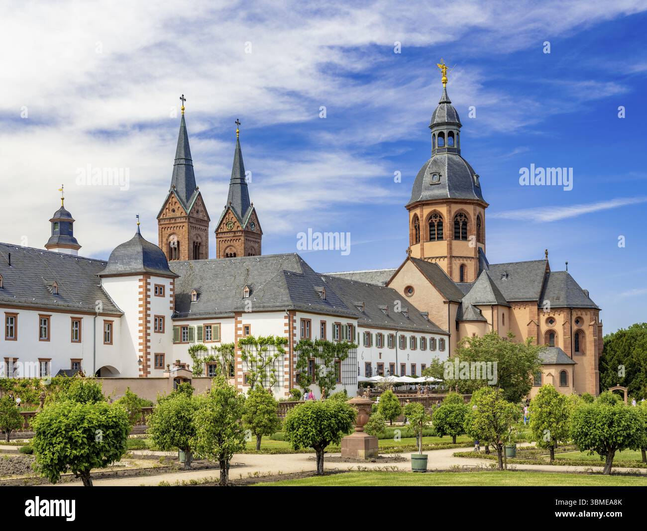 Convent garden, monastery garden at the Einhard Basilica of St ...