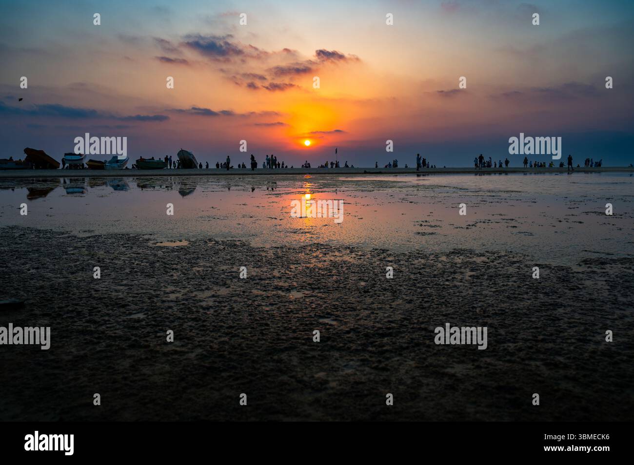 Sunset At Colva Goa Beach In South India, Silhouette Of Boats And ...