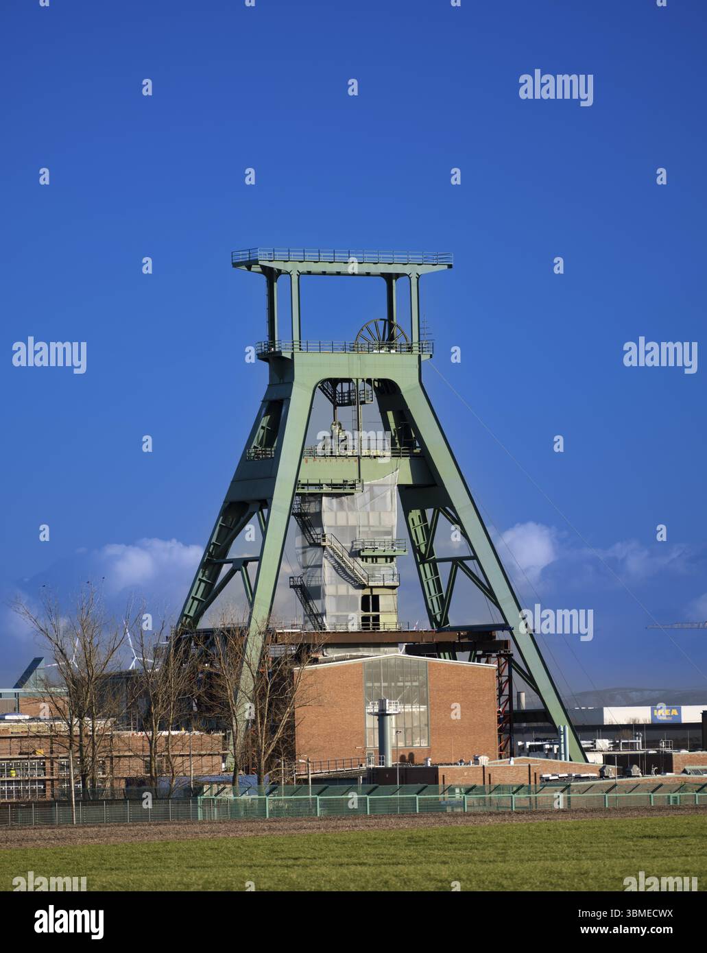 Former winding tower of the Konrad mine. The disused iron ore mine is ...