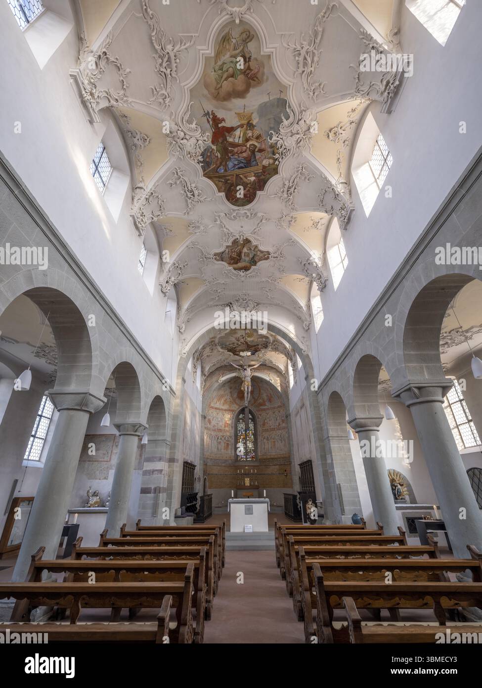 Interior with painted ceiling vault of the Catholic parish church of St ...