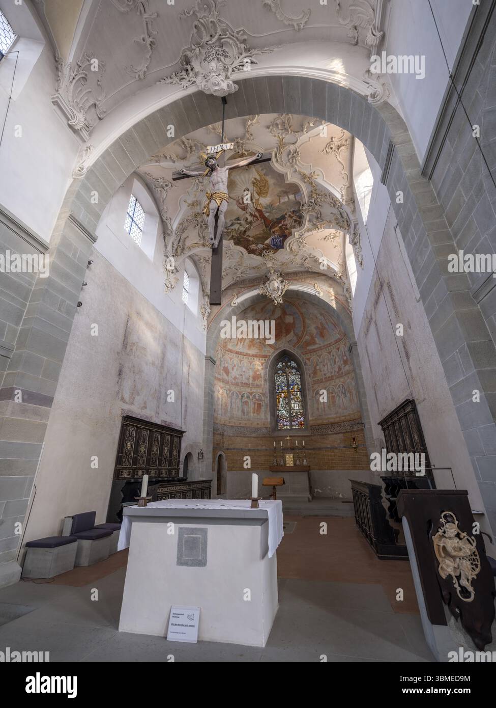 Interior with painted ceiling vault of the Catholic parish church of St ...