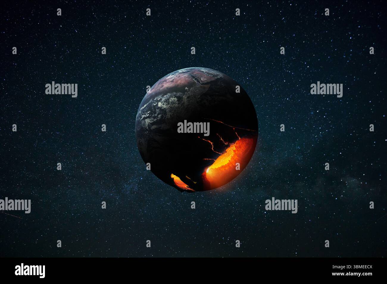 Apocalypse On Planet Earth. Collision Of A Planet With Asteroid In ...