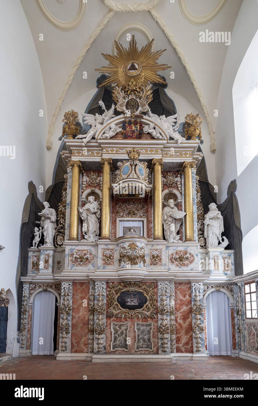 Pulpit altar on the two-storey horseshoe gallery of the Church of ...
