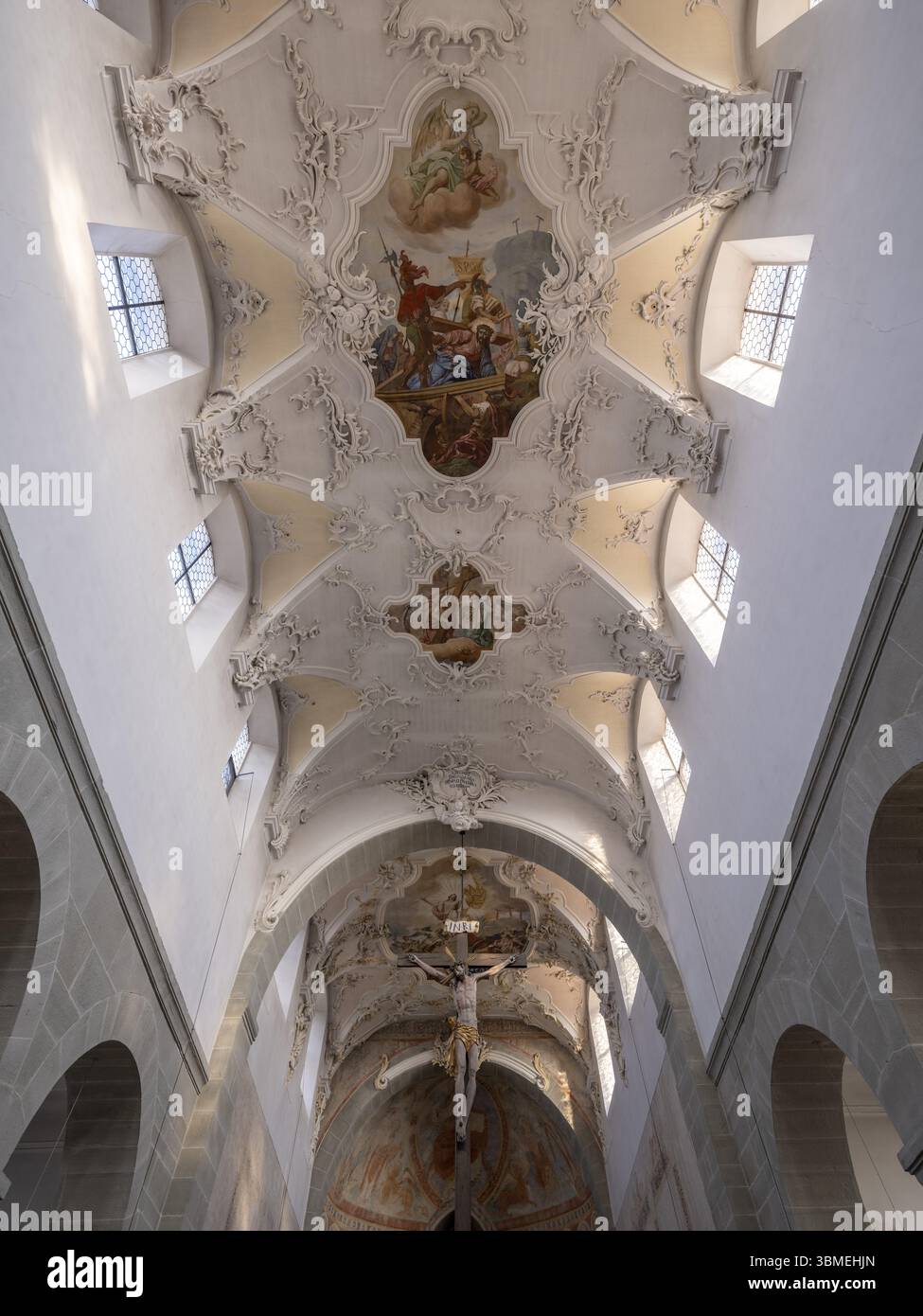 Interior with painted ceiling vault of the Catholic parish church of St ...