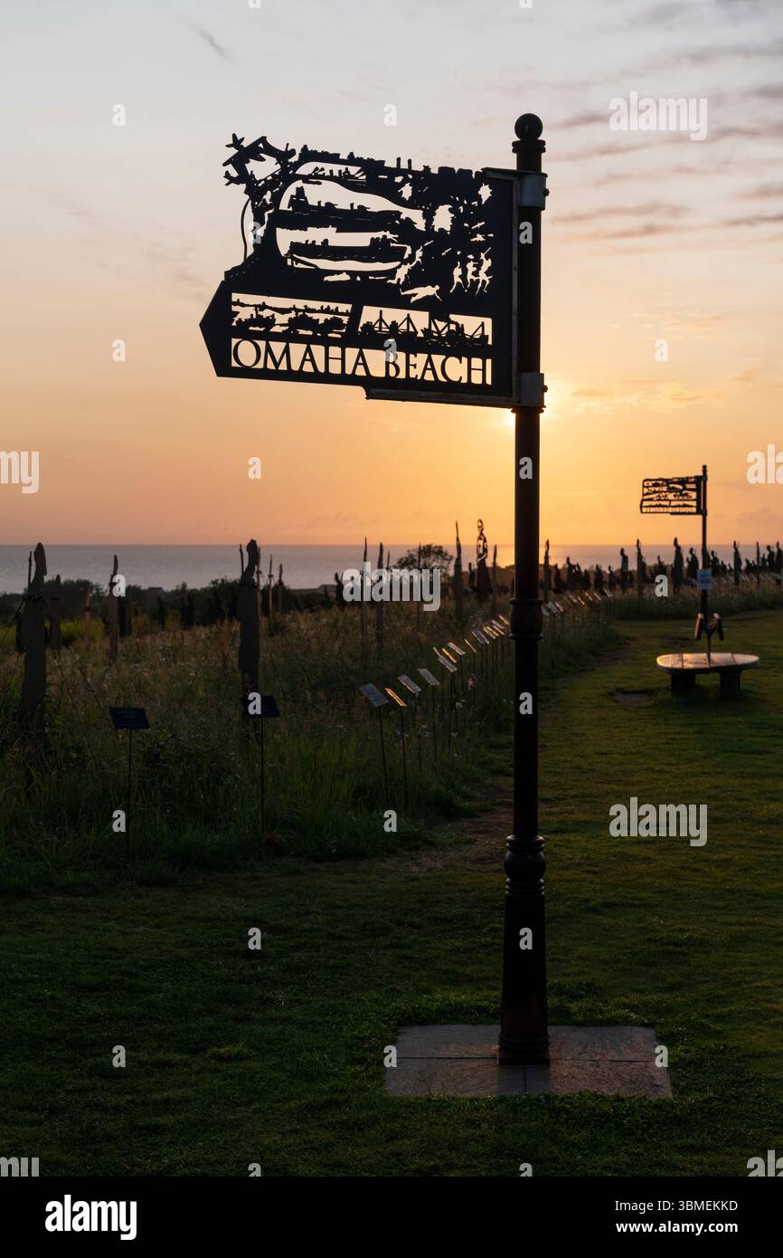 France, Calvados, Ver-Sur-Mer, D-Day commemorations, sunrise on the ...