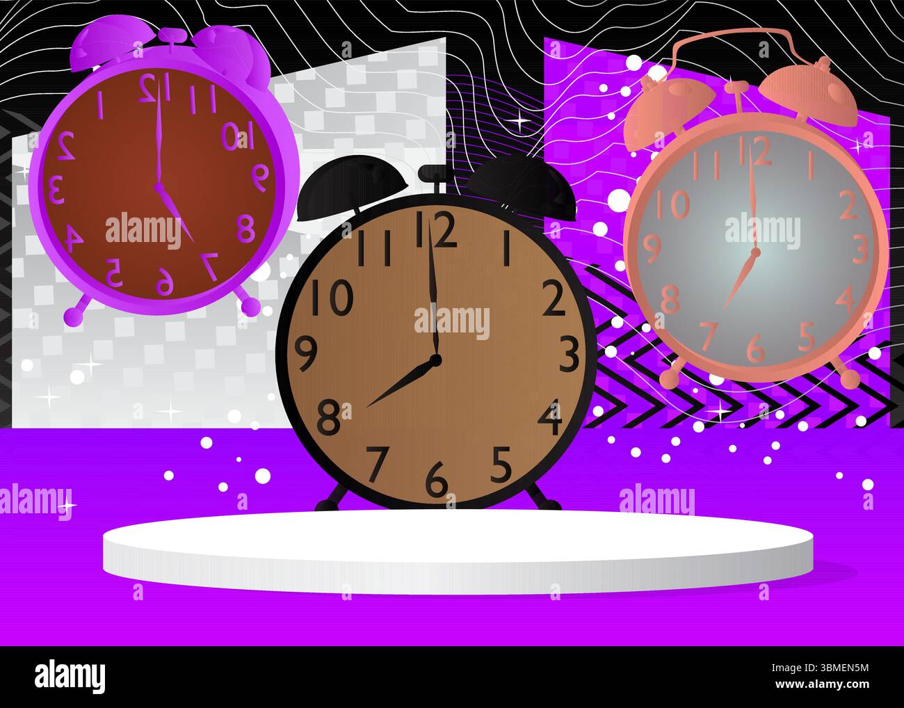 Mockup product display with Alarm Clock. Vector cylinder pedestal ...