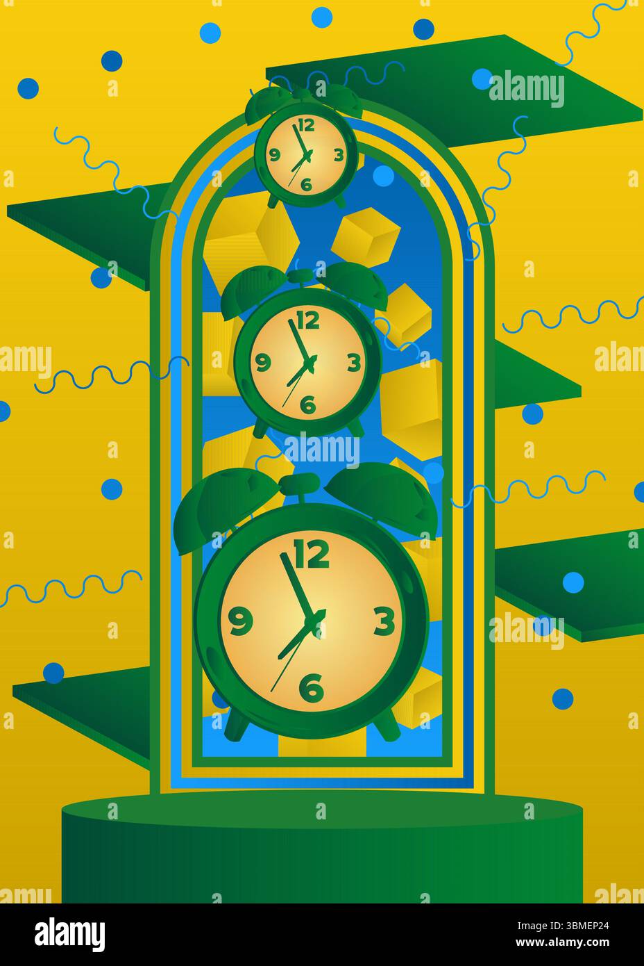 Mockup product display with Alarm Clock. Vector cylinder pedestal ...