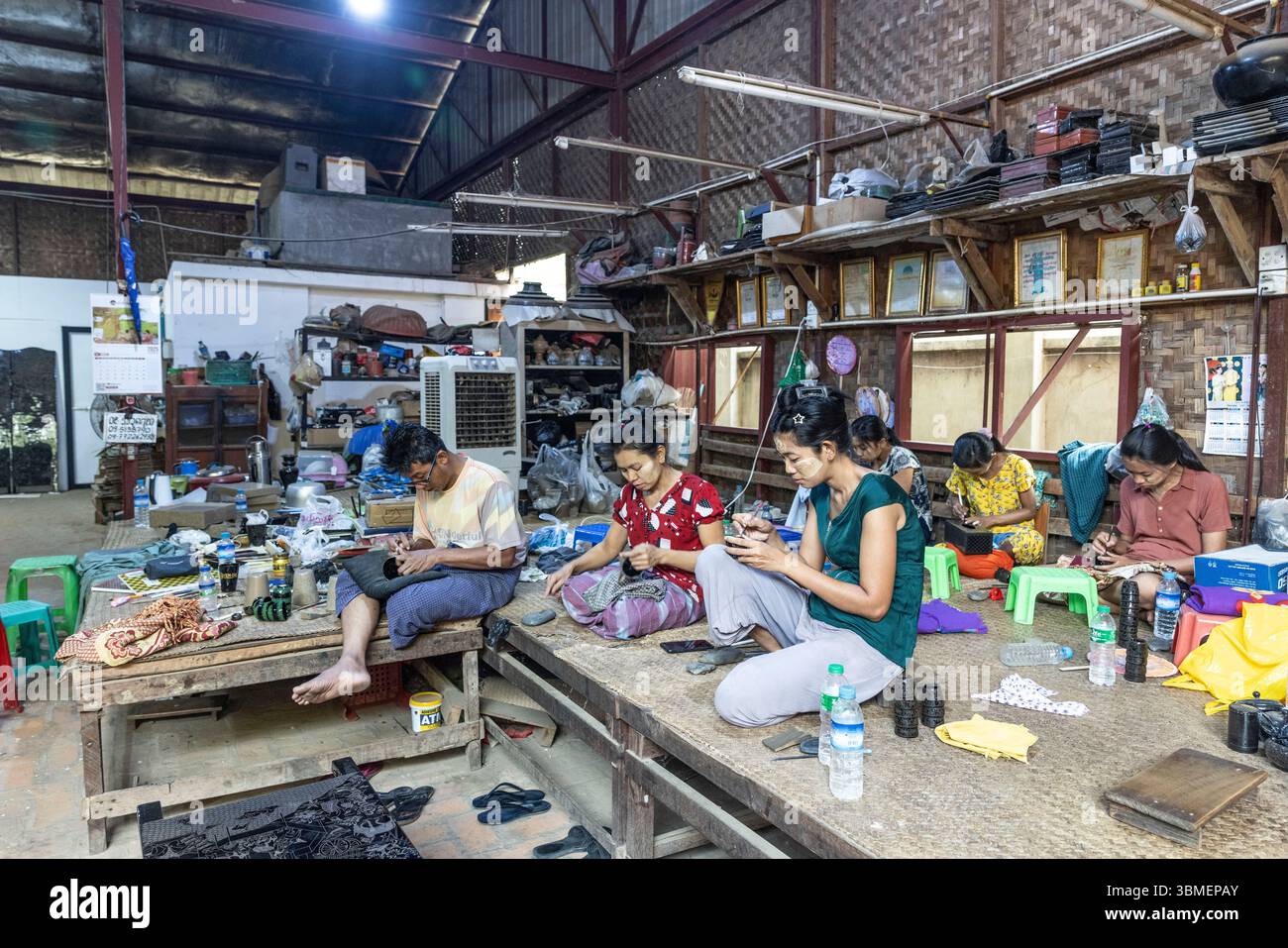 Myanmar (Burma), Mandalay Division, Bagan (Pagan), lacquer work in an ...