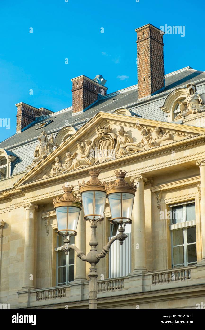 France, Paris, lamppost and antique pediment Stock Photo - Alamy
