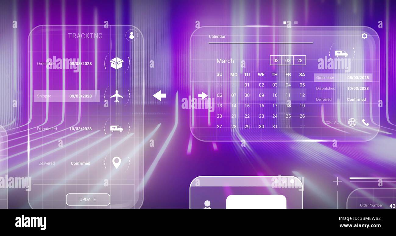 Displaying calendar panel showing March schedule in digital interface ...