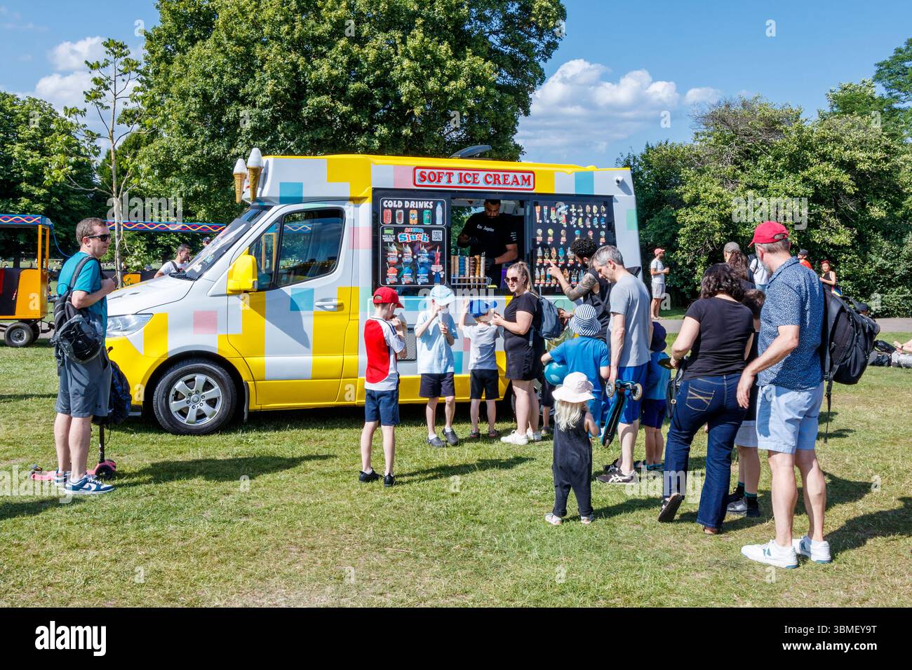 People queueing at an ice cream van at the "Feastival", a celebration ...