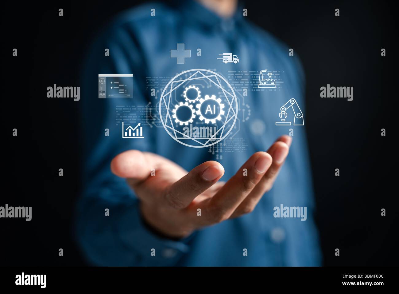 AI technology with data for industry, healthcare, finance, logistics ...