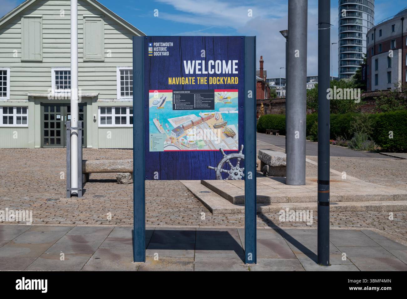 Visitor guide map near the entrance to Portsmouth's Historic Dockyard ...