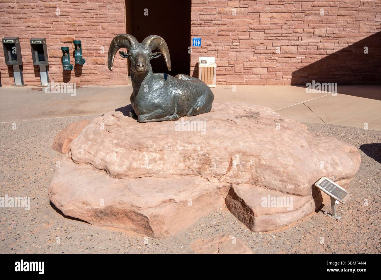 Bighorn sheep life-sized bronze sculpture outside the Visitor Center of ...