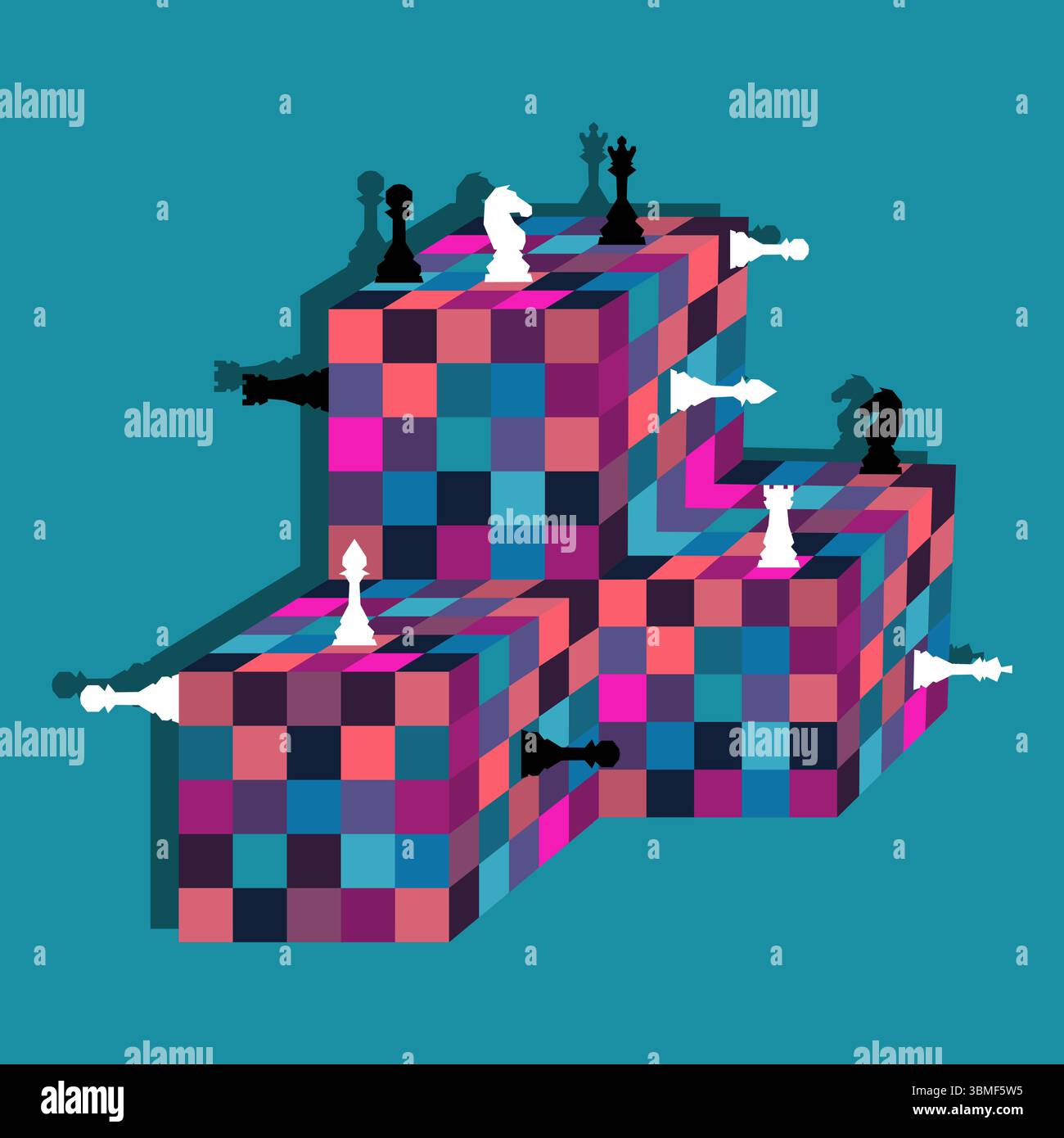 Colorful chess concept. Chess figures background. Chess figures ...