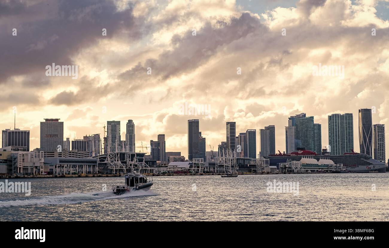 Miami, Florida, USA - November 04, 2024: Luxury boat motor yacht in ...