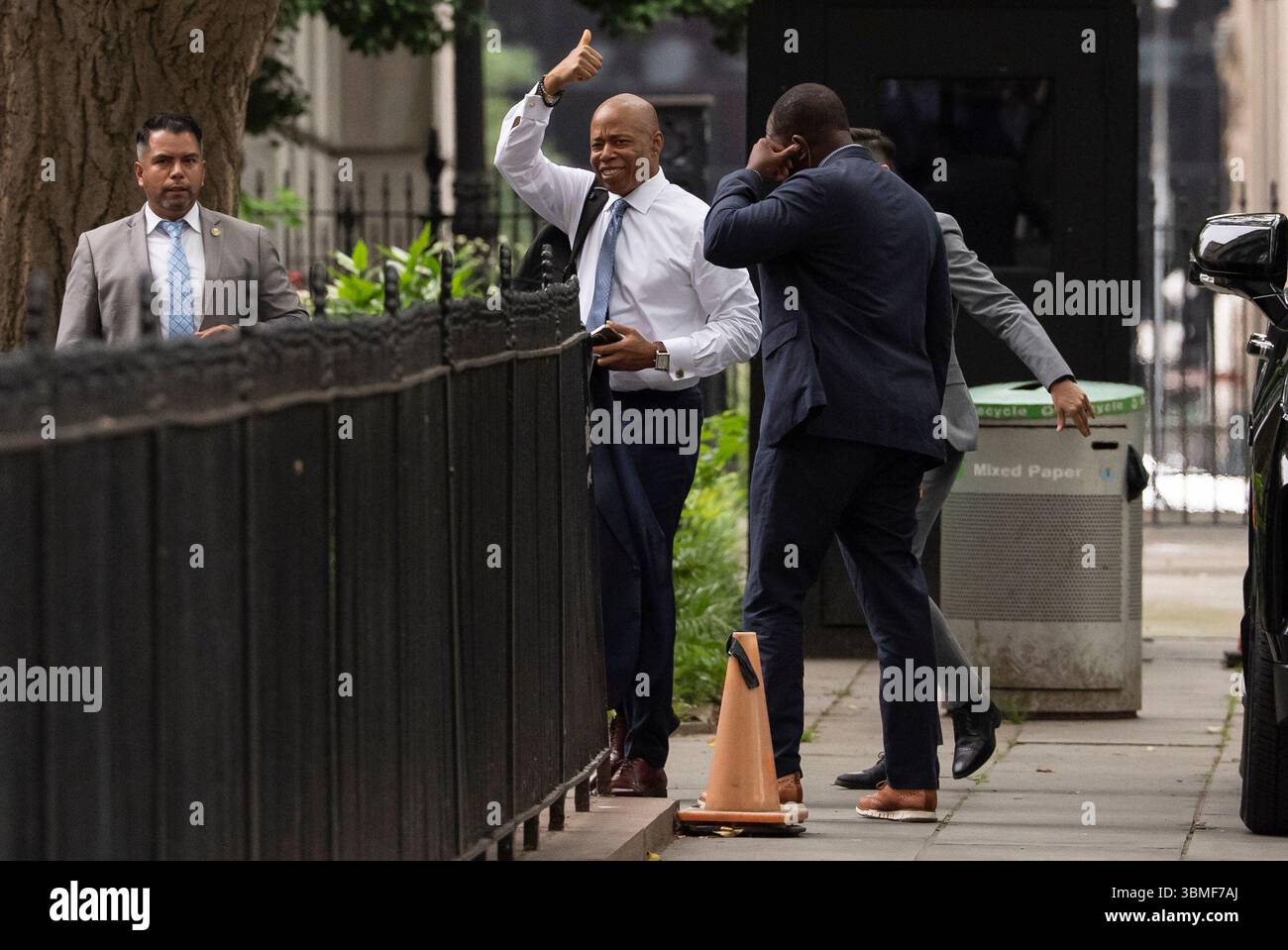 New York Mayor Eric Adams arrives at his campaign launch rally at City ...