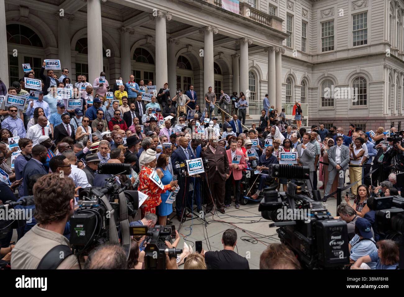 New York Mayor Eric Adams speaks during a campaign launch rally at City ...