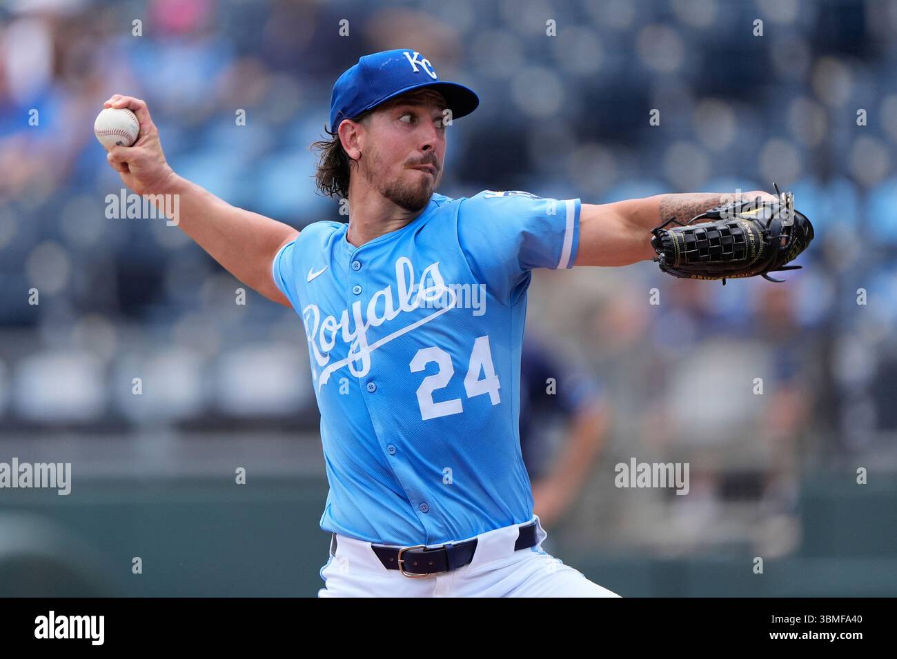 Kansas City Royals starting pitcher Michael Lorenzen throws during the ...