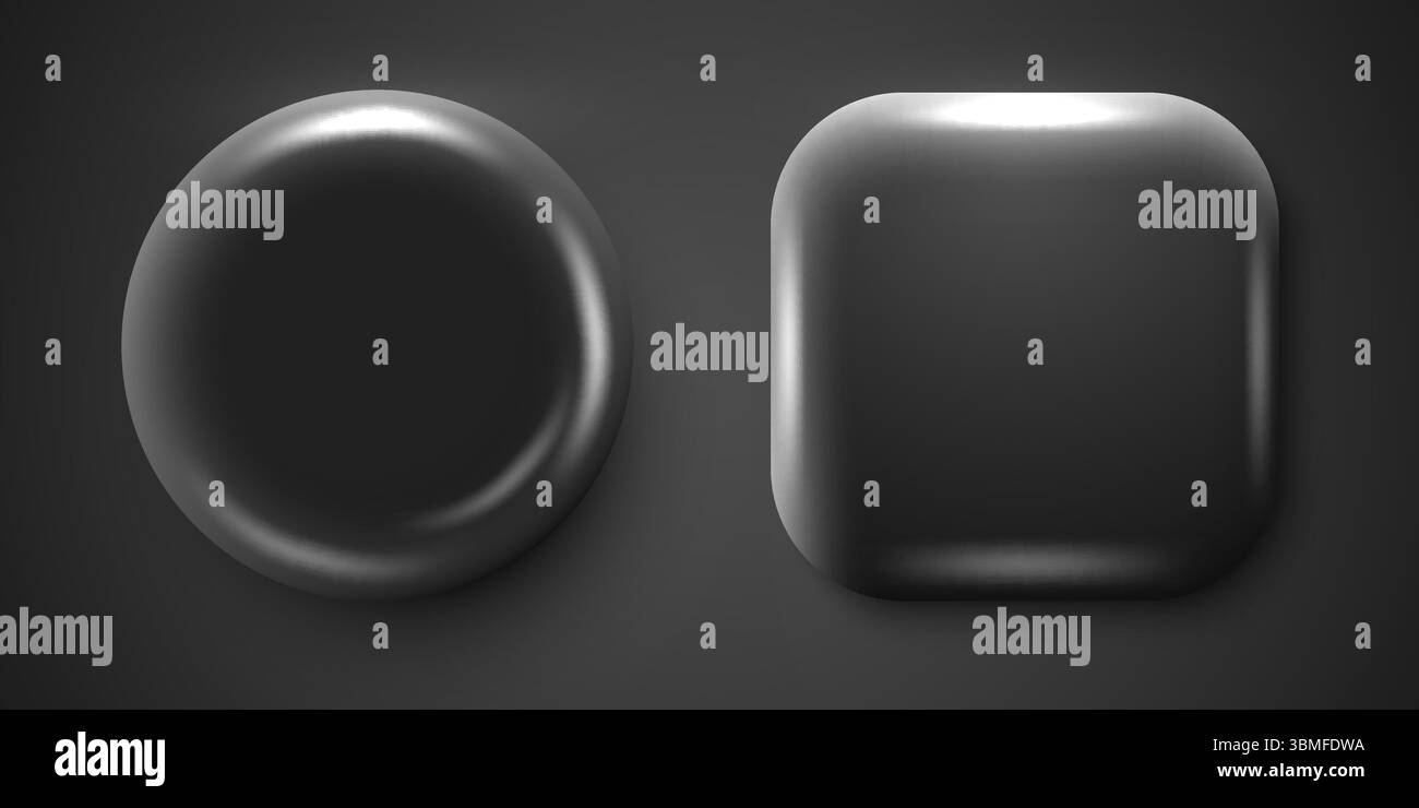 Set realistic glossy 3d Black and White Stock Photos & Images - Alamy