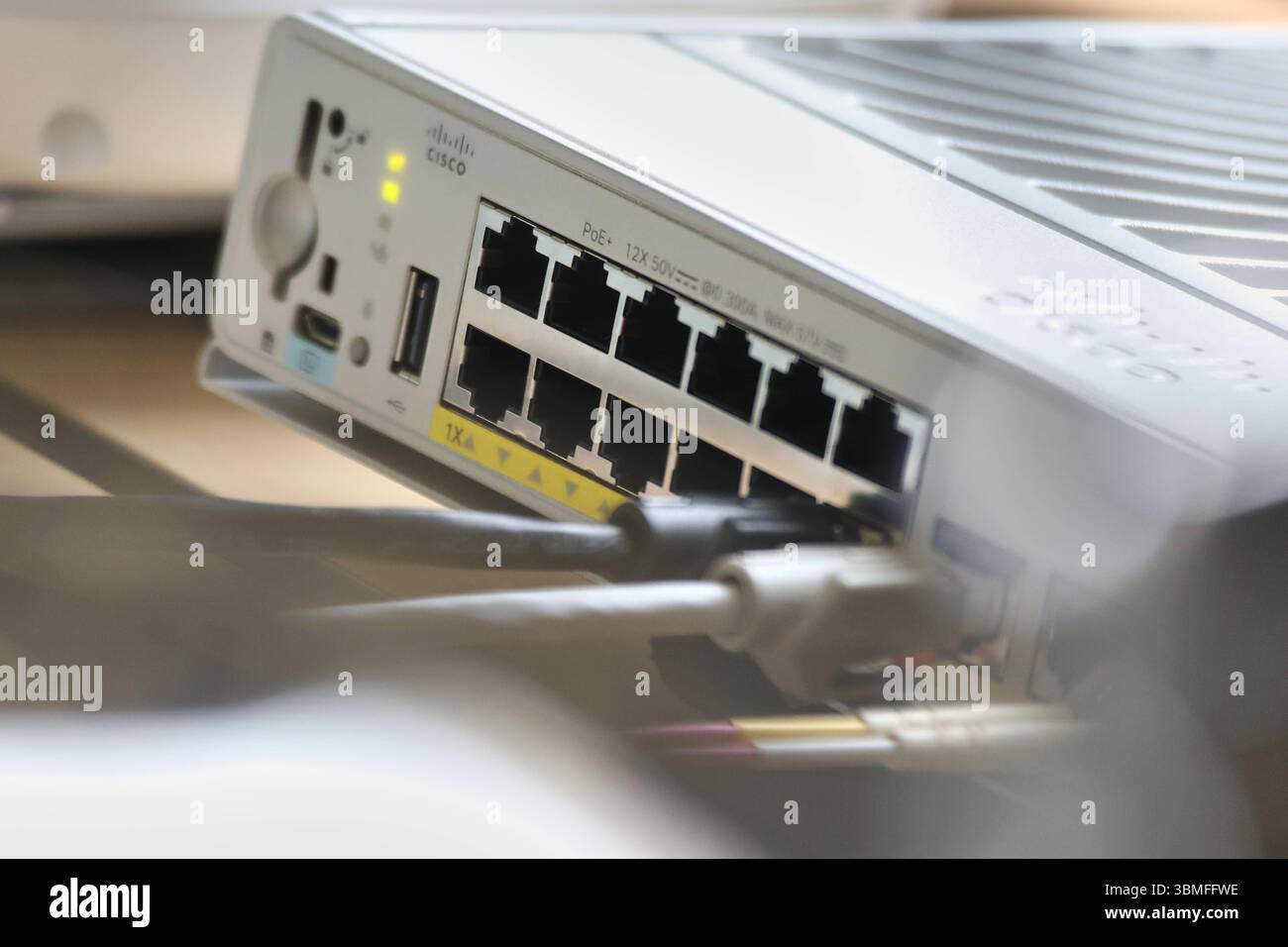 Berlin, Deutschland, 05.06.2025: Netzwerk-Patchpanel *** Berlin ...