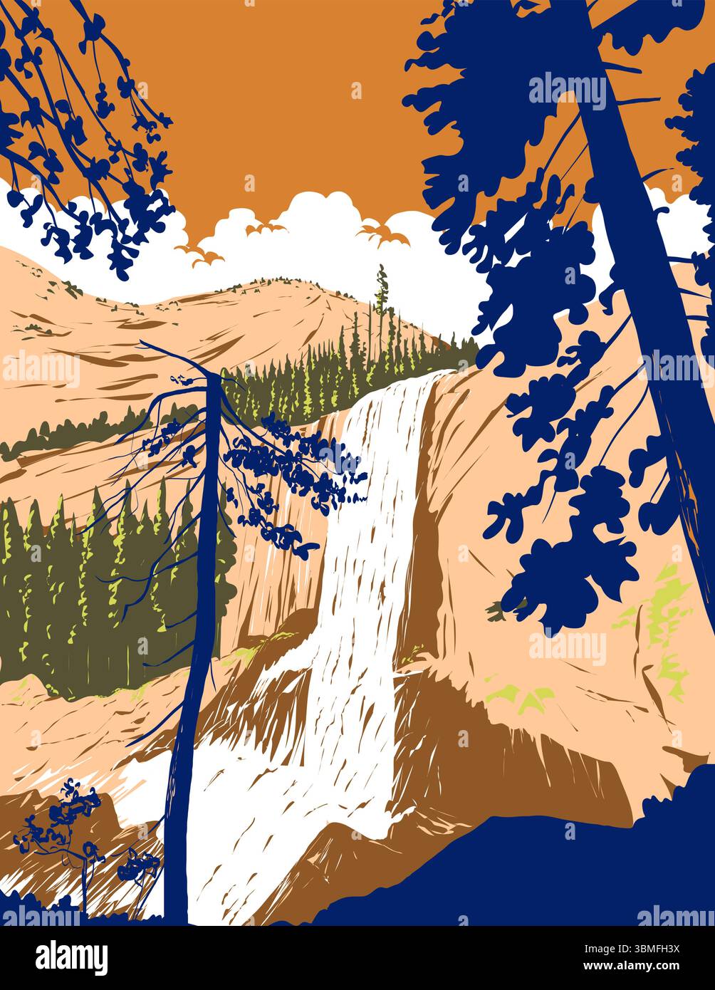 Yosemite waterfall lake Stock Vector Images - Alamy