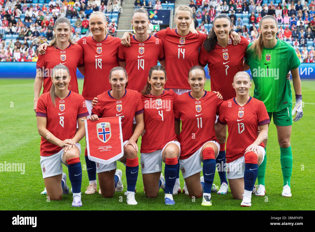 Oslo, Norway 26 June 2025 Norway team line up during the women ...