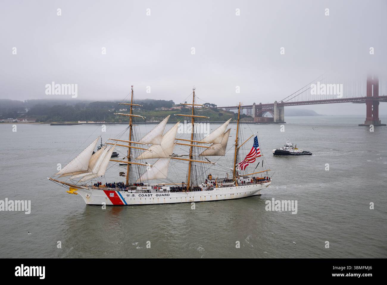 The U.S. Coast Guard Cutter Barque Eagle (WIX-327) sails into the San ...