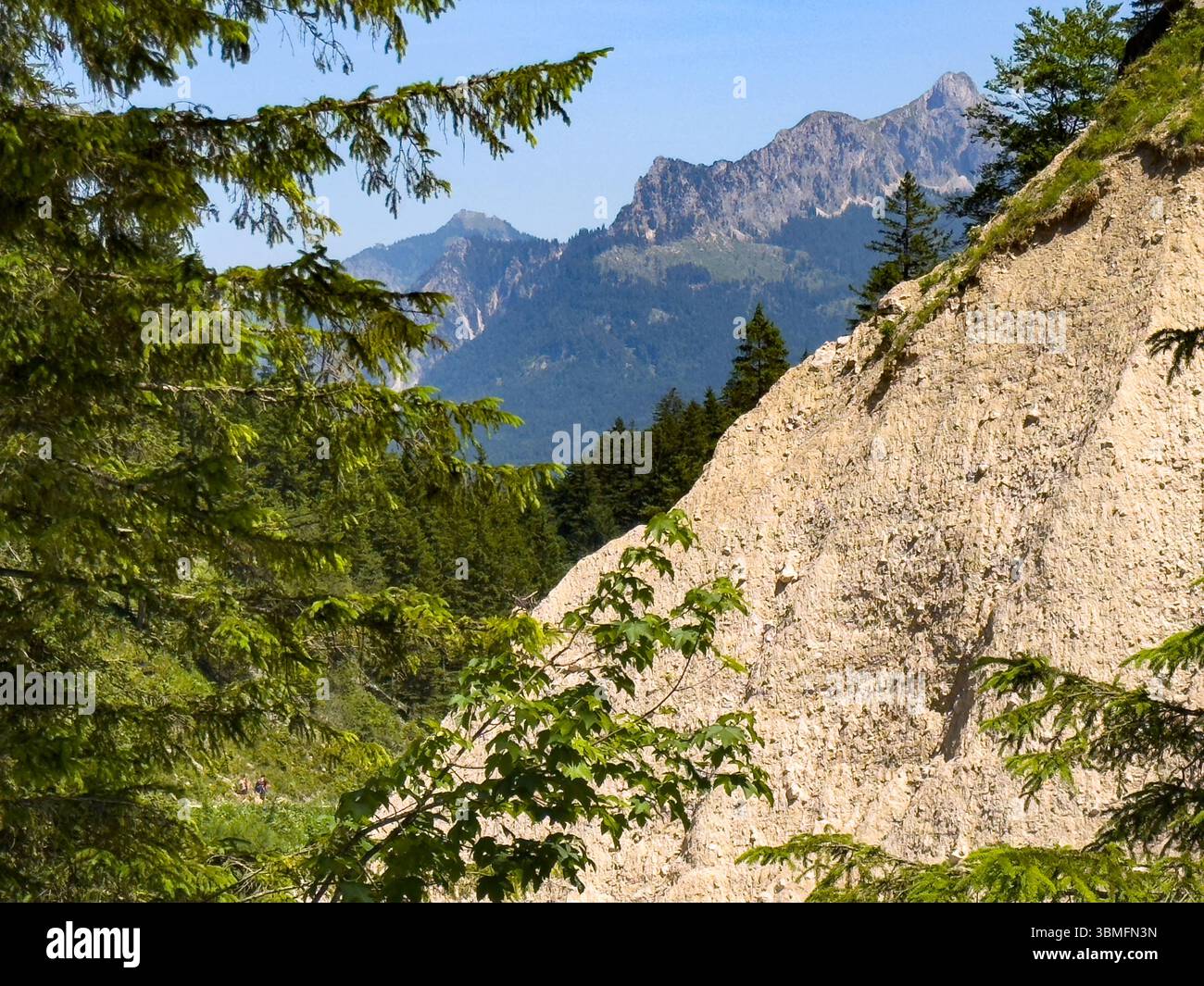 Hiking on the track to mountain hut Füssener Hütte and Otto Mayr Hütte ...