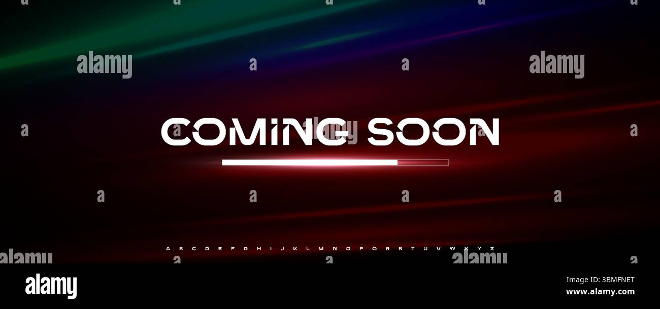 Coming soon interface with glowing progress bar. Futuristic digital ...