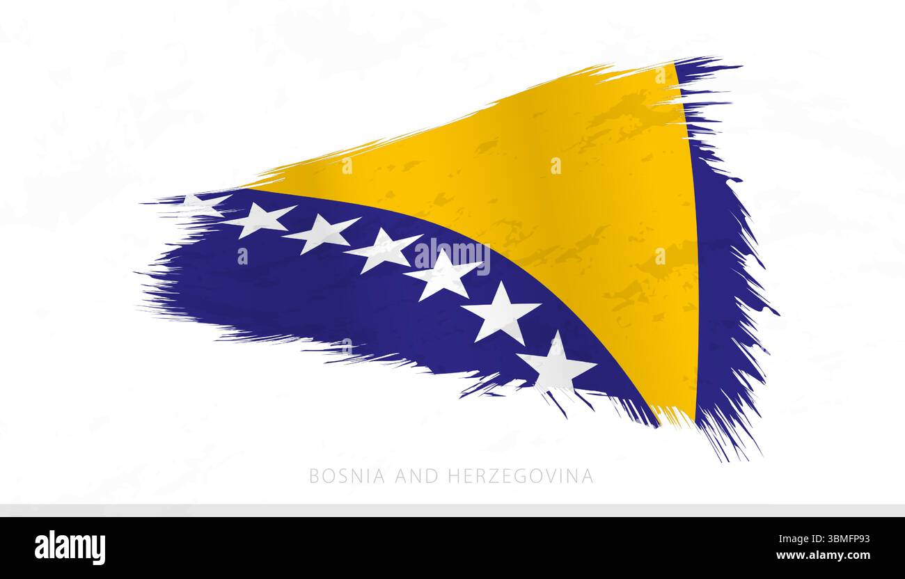 Bosnia and Herzegovina National Flag with Textured Brush Strokes ...