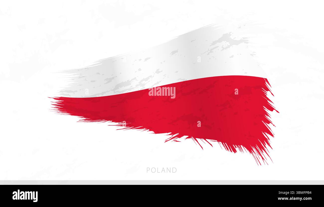 Poland National Flag with Textured Brush Strokes. Artistic Brush Stroke ...