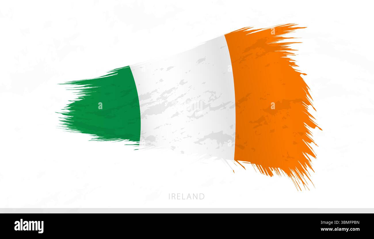 Ireland National Flag with Textured Brush Strokes. Artistic Brush ...