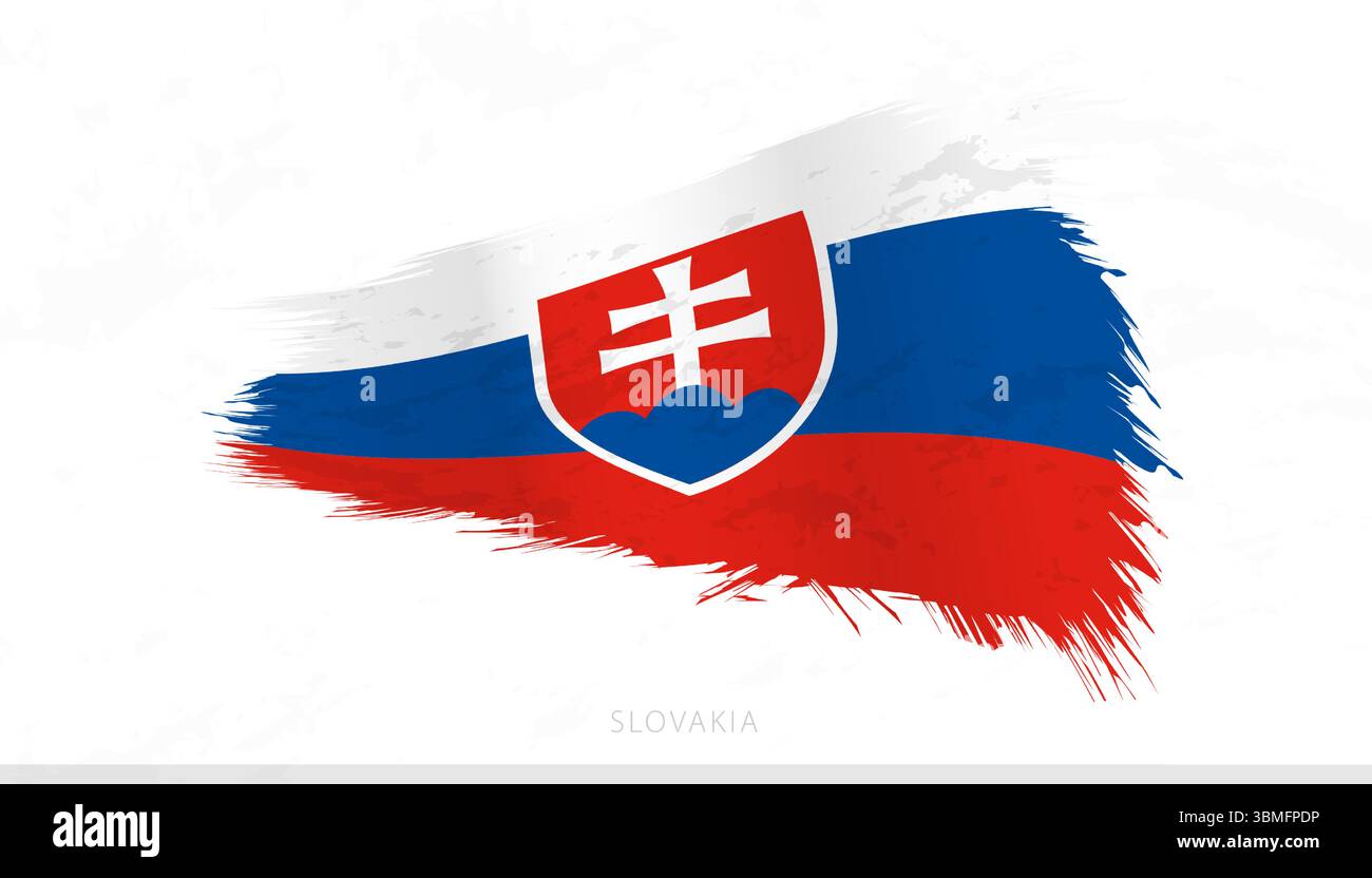 Slovakia National Flag with Textured Brush Strokes. Artistic Brush ...