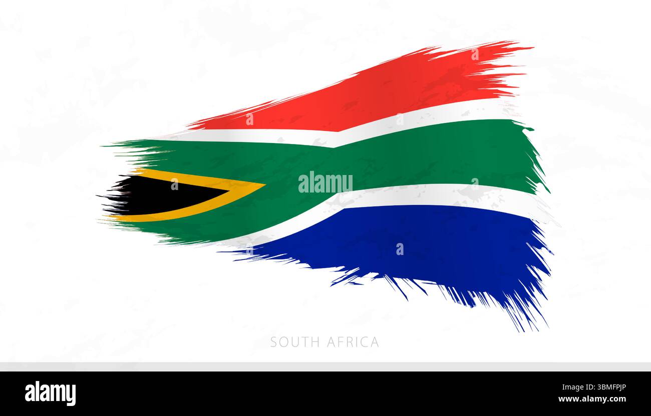 South Africa National Flag with Textured Brush Strokes. Artistic Brush ...