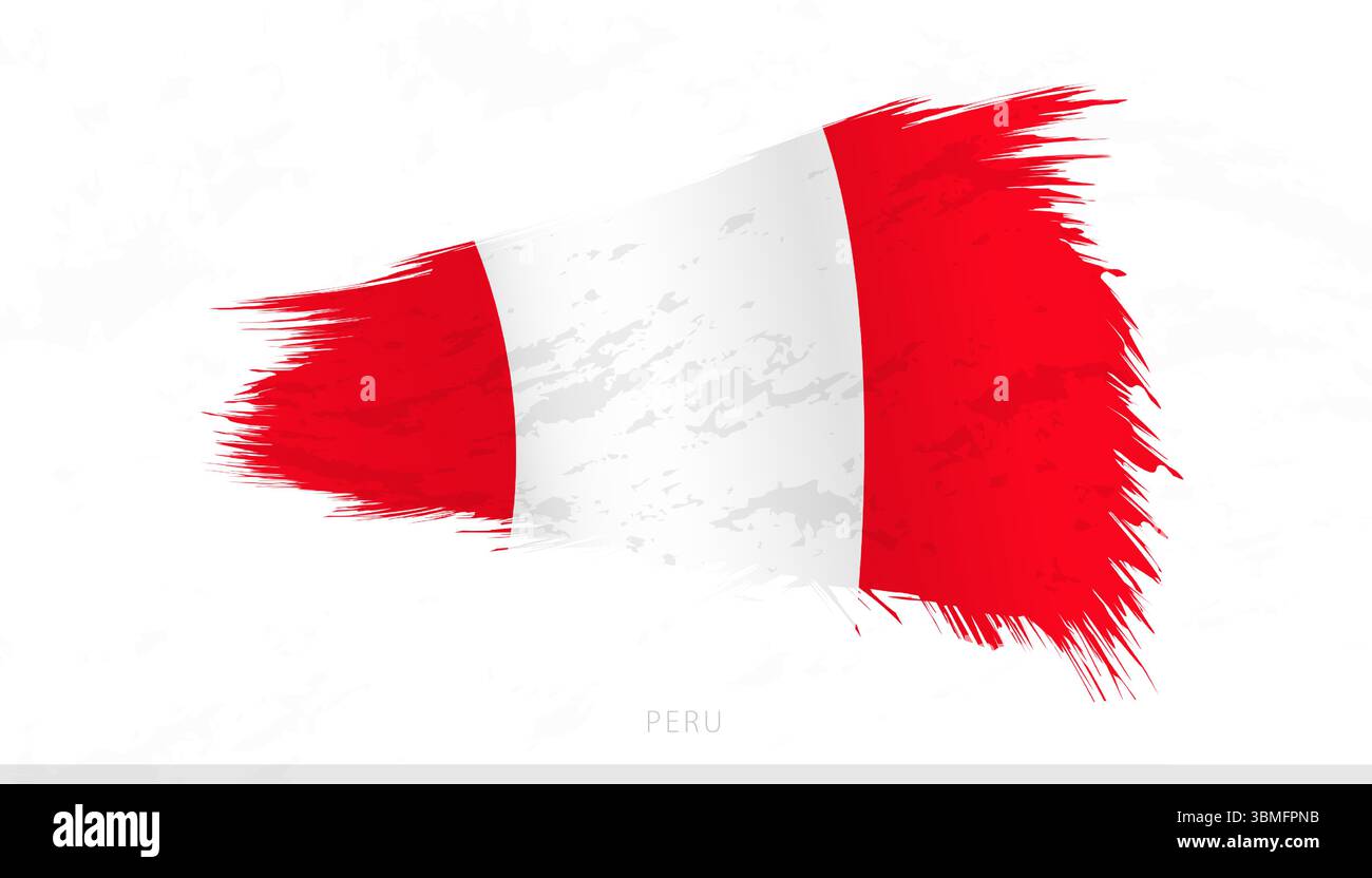 Peru National Flag with Textured Brush Strokes. Artistic Brush Stroke ...
