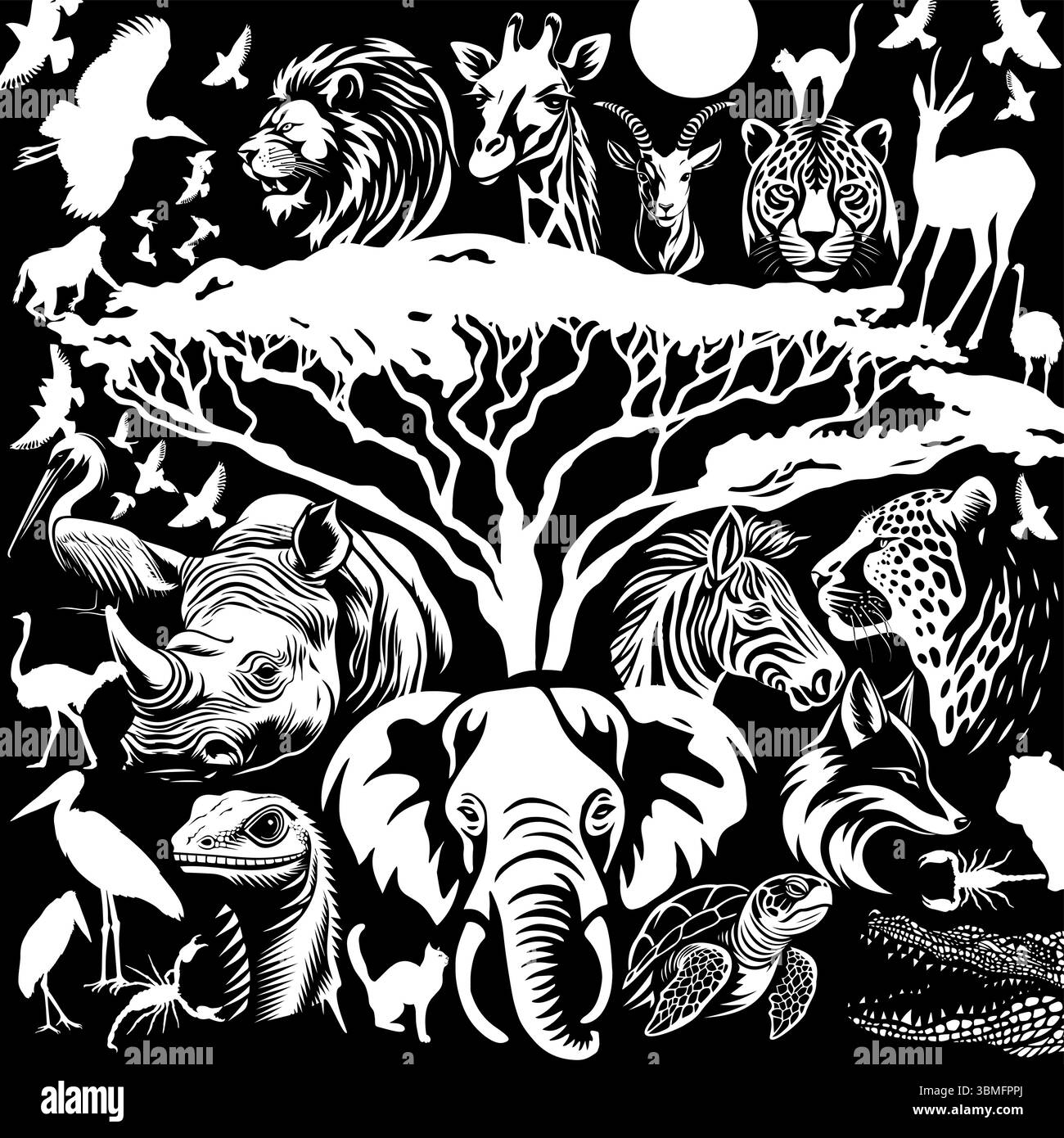 African plains animals Stock Vector Images - Alamy