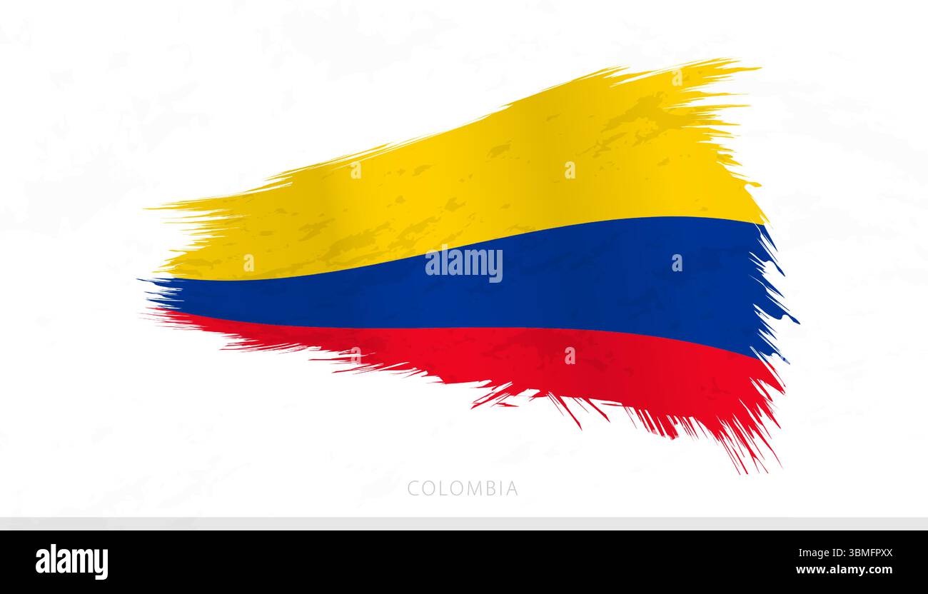 Colombia National Flag with Textured Brush Strokes. Artistic Brush ...