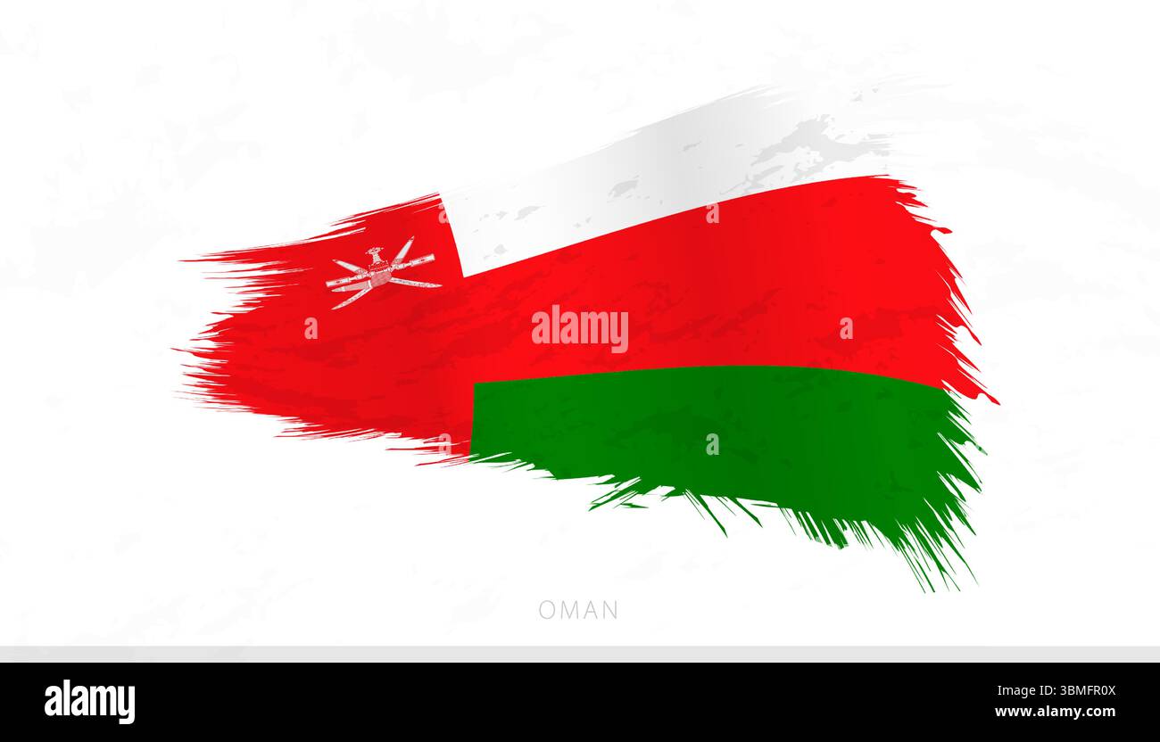 Oman National Flag with Textured Brush Strokes. Artistic Brush Stroke ...