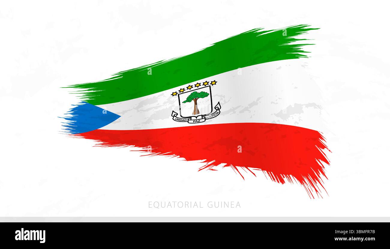Equatorial Guinea National Flag with Textured Brush Strokes. Artistic ...